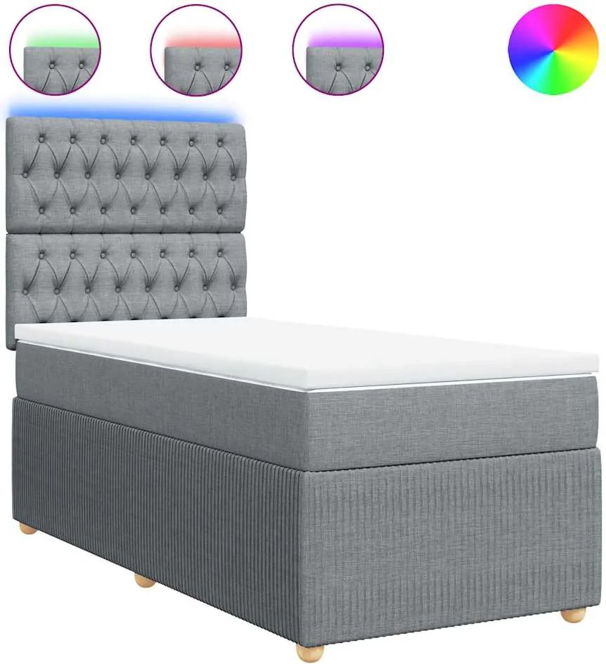 Box spring postel s matrací světle šedý 100 x 200 cm textil 3294274