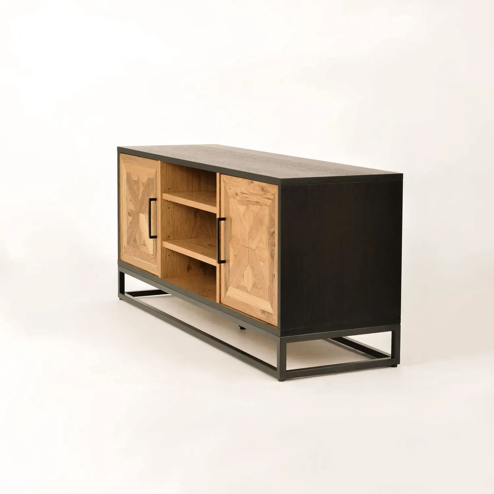 TV stolek Indus 133 cm z masivu dub přírodní/grafit