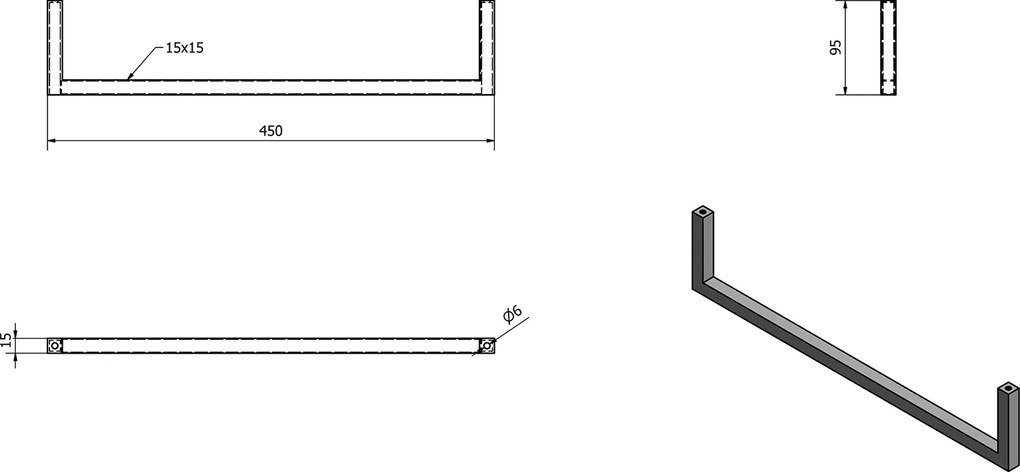 Sapho Avice držák osušky 450 x 95 mm bílá VC482