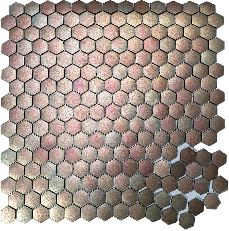 Hisbalit Skleněná mozaika zlatá Mozaika 713 HEXAGON 2,3x2,6 (33,3x33,3) cm - HEX713MH