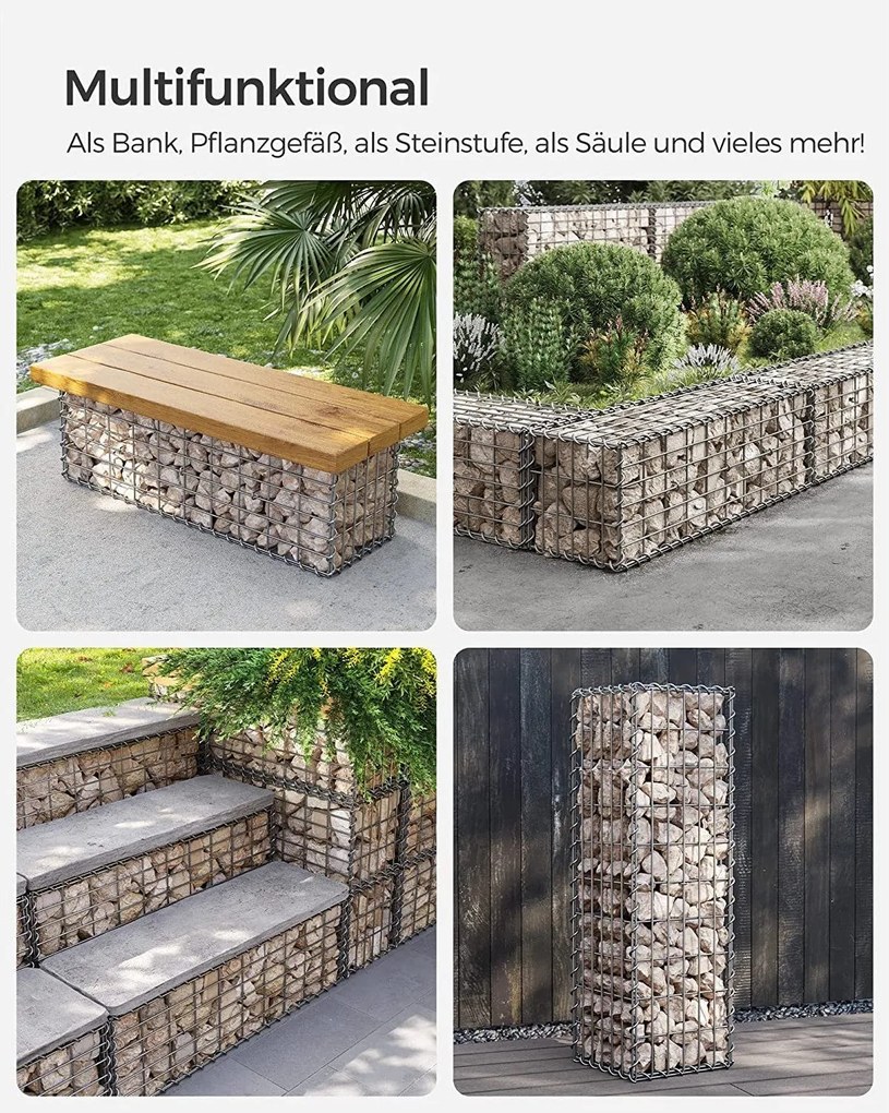 Gabionový koš, kovový gabionový klec 100 x 30 x 30 cm