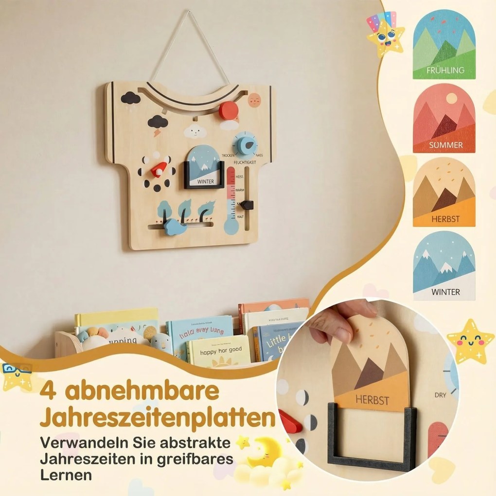 Costway Dětský měsíční kalendář Montessori dřevěné hračky o ročních obdobích