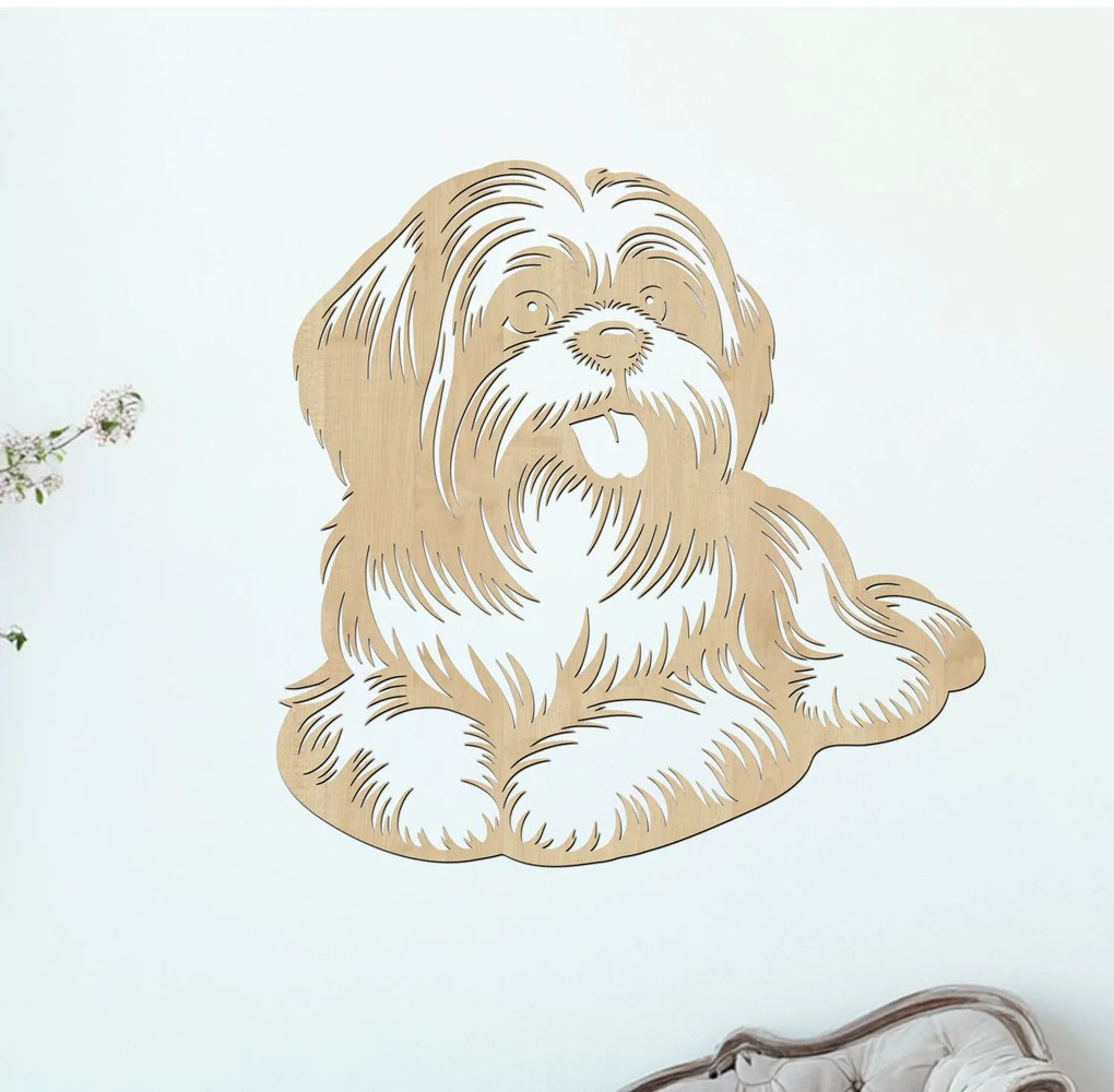 dřevo života Dřevěný obraz ležícího Shih Tzu Zvolte rozměr (cm): 60x60, Zvolte barvu dekoru: Černá