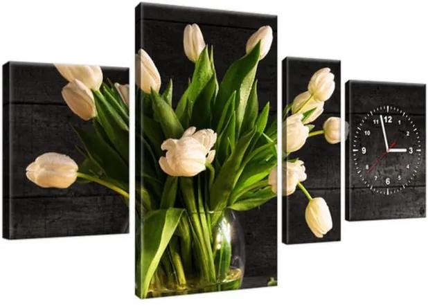 Obraz s hodinami Krémové tulipány 120x70cm ZP1392A_4AN