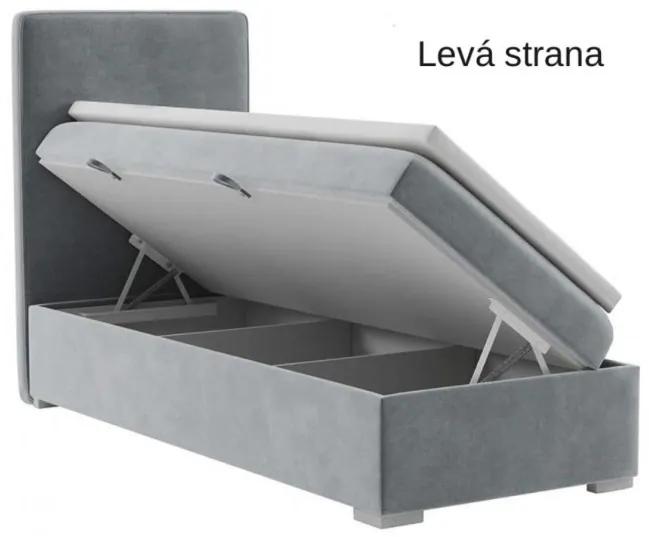 Luxusní jednolůžková postel CULI Šedá 80x200 cm Levá