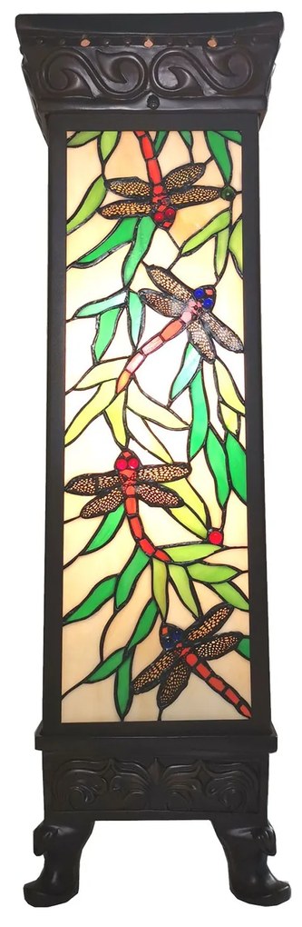 Stolní lampa světelný sloup Tiffany Dragonfly - 26*26*71 cm E27/max 1*100W