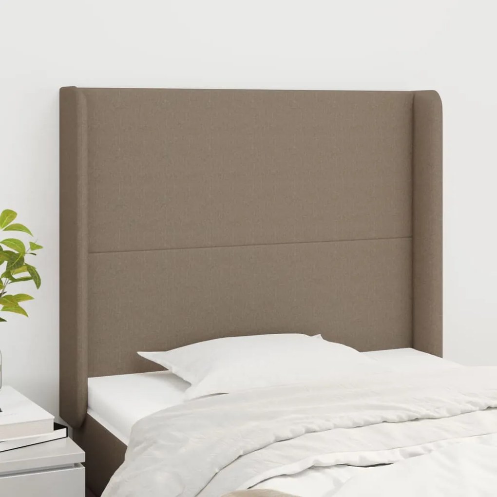 Čelo postele typu ušák taupe 93x16x118/128 cm textil