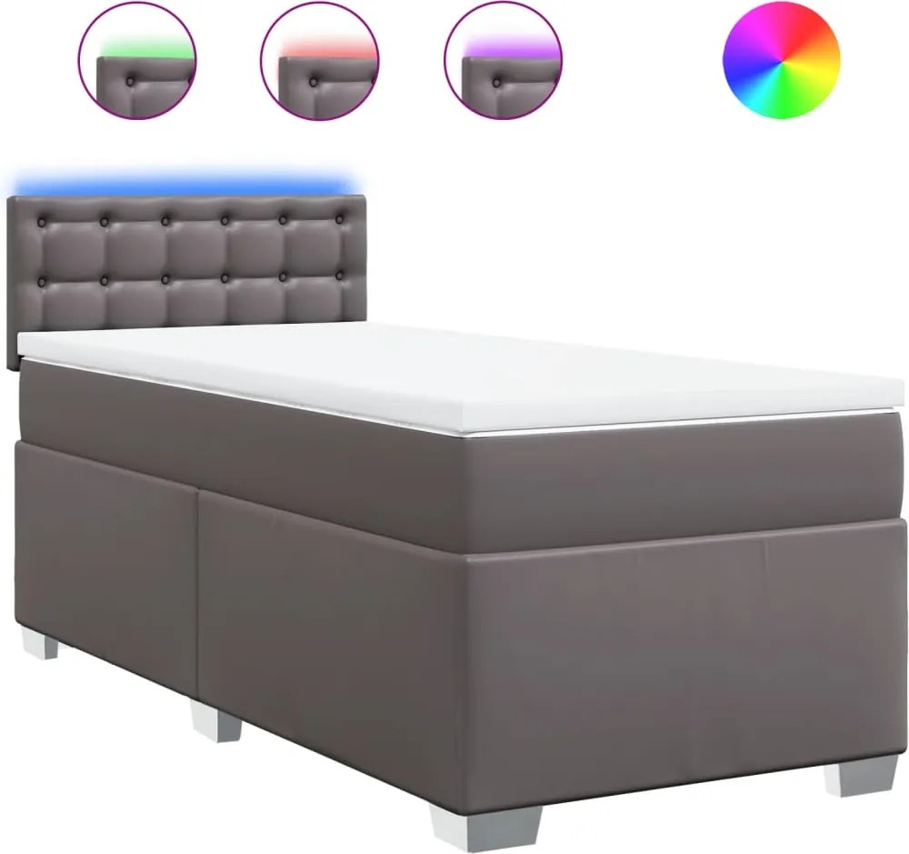 Box spring postel s matrací šedá 80 x 200 cm umělá kůže 3288398