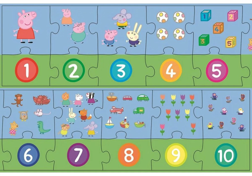 Trefl Vzdělávací puzzle Čísla Prasátko Peppa, 20 dílků