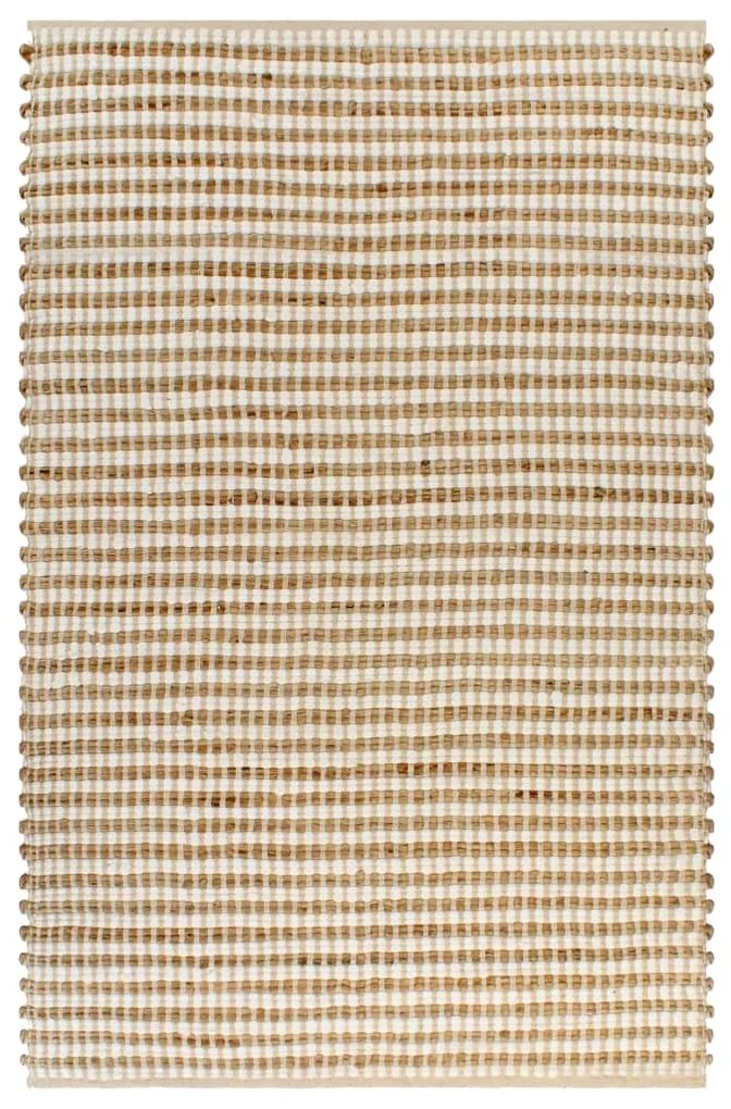 133213 vidaXL Ručně tkaný kusový koberec z juty 120 x 180 cm přírodní a bílý