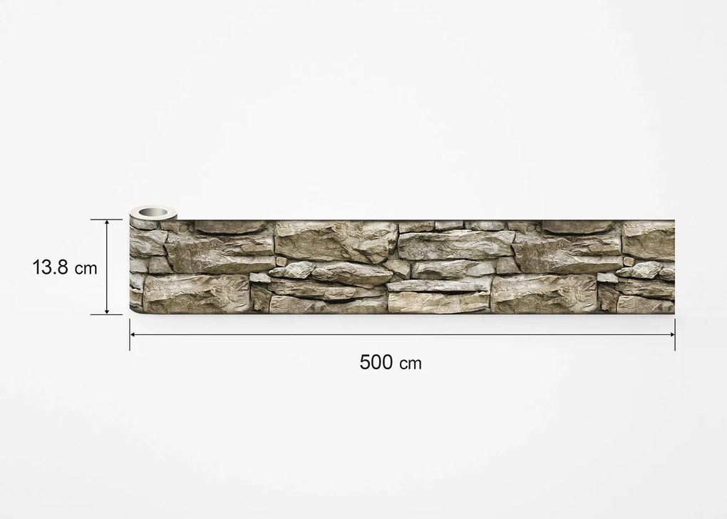 Samolepící bordura na zeď Kamenné Zdivo | 5 m x 13.8 cm | DWB8473