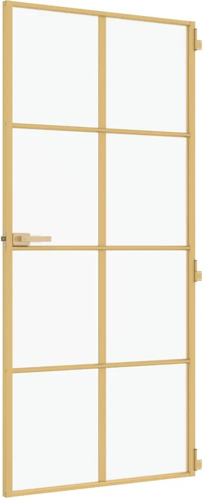 Interiérové dveře úzké zlaté 93x201,5 cm tvrzené sklo a hliník 155146