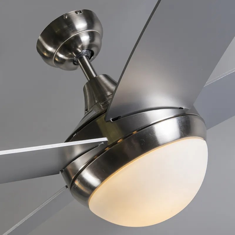 Stropní ventilátor ocelový s černým dřevěným potiskem 132 cm s dálkovým ovládáním - Cool