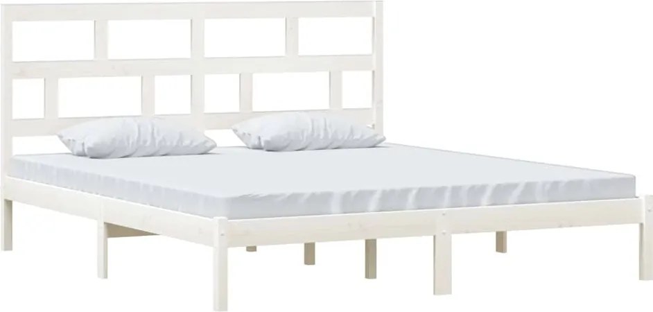 Rám postele bílý 180 x 200 cm Super King masivní dřevo 3101234