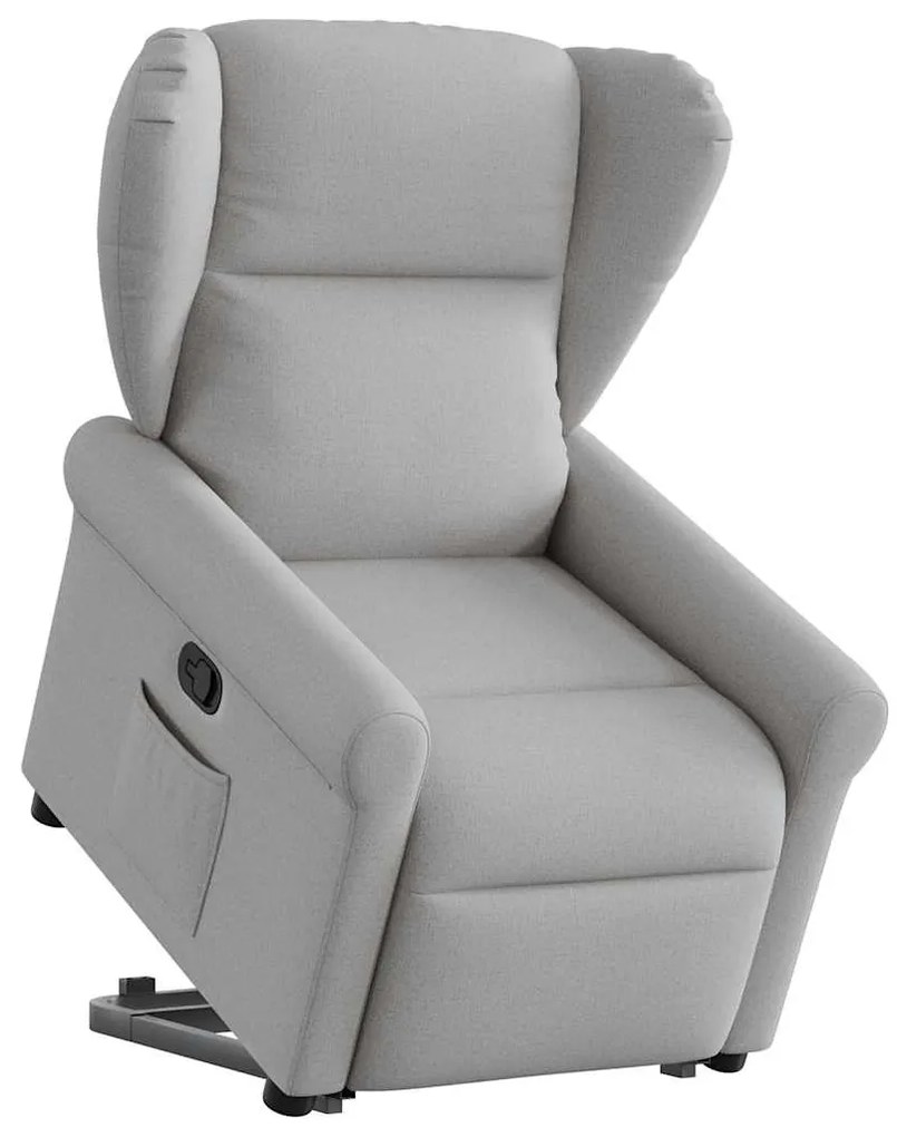 Zvedací polohovací křeslo obláčkově šedé textil 3303383
