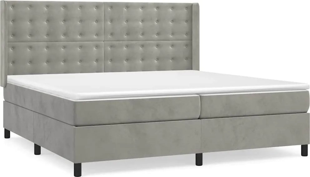 Box spring postel s matrací světle šedá 200x200 cm samet 3132939