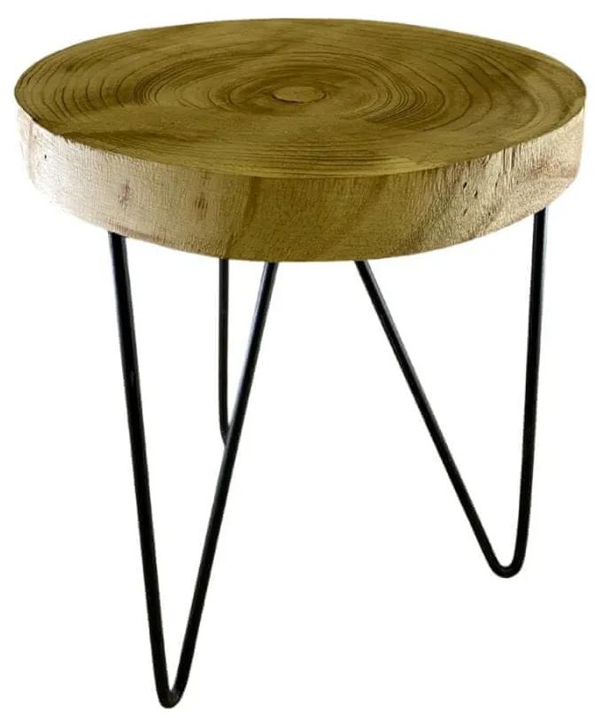 Ostatní Dřevěná stolička s kovovými nohami přírodní 33 cm