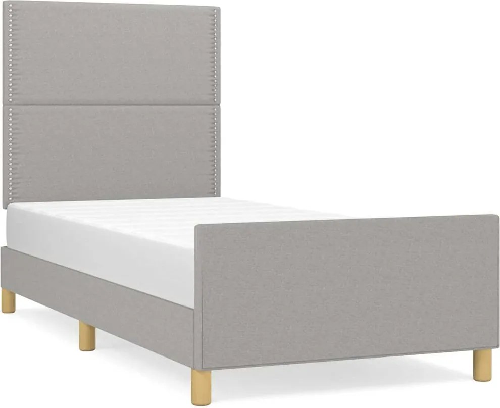 Rám postele bez matrace světle šedá 100 x 200 cm textil 3124952