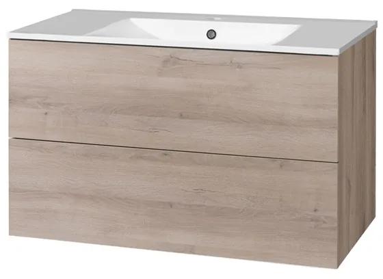Mereo Aira, koupelnová skříňka s keramickým umyvadlem 101 cm, dub - CN722