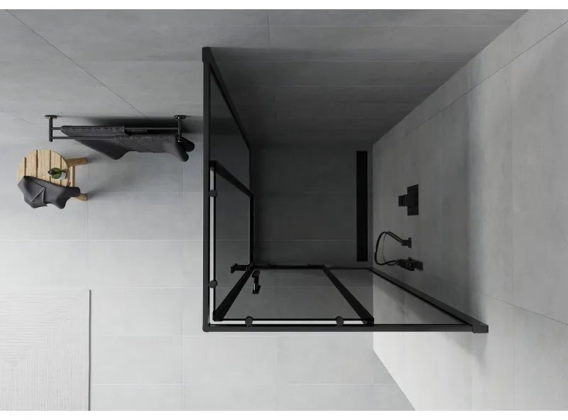 Mexen Rio, čtvercový sprchový kout 80(dveře)x80(dveře)x190 cm, 5mm šedé sklo, černý profil, 860-080-080-70-40