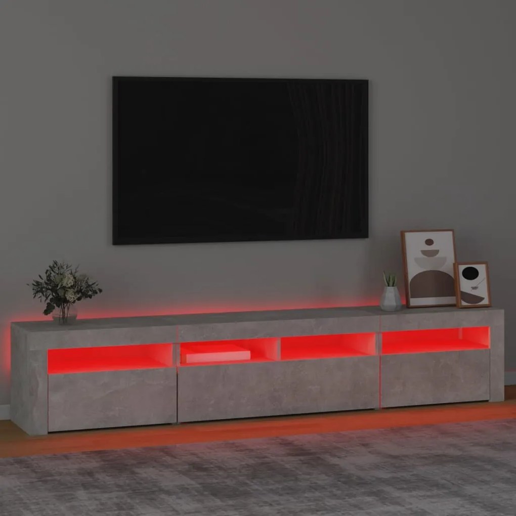 TV skříňka s LED osvětlením betonově šedá 210x35x40 cm 3152733