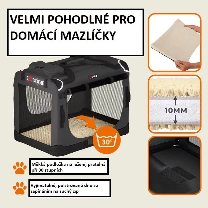 Skládací cestovní box pro psy M, antracitový 109435