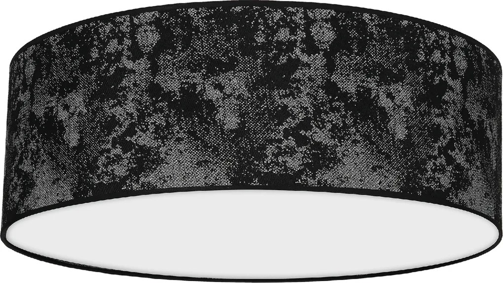Stropní svítidlo Satino Round, 1x černé/stříbrné textilní stínítko, (bílé plexisklo), (fi 50 cm)