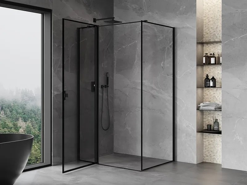 Mexen Mist T, sprchový kout s křídlovými dveřmi, levý, 100 x 110 cm, 8mm čiré sklo, černý profil, 8A4T-110-100-70-70-L