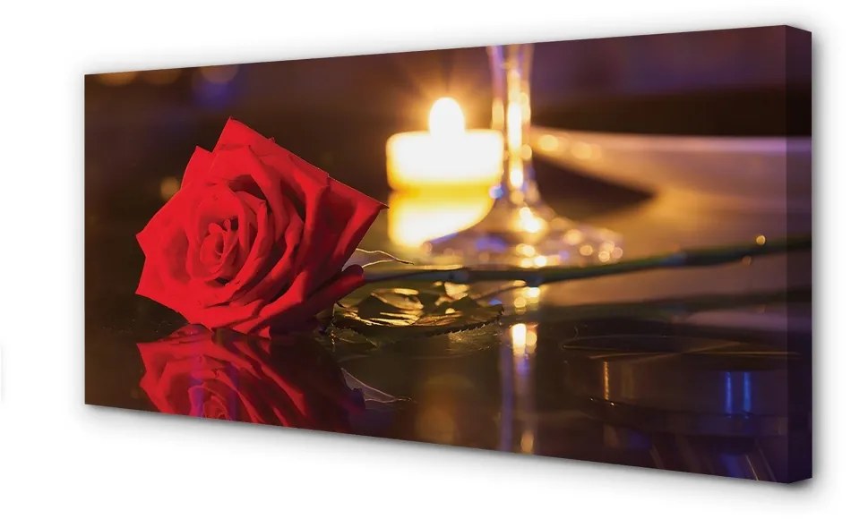 Obrazy na plátně Rose svíčka sklo 125x50 cm