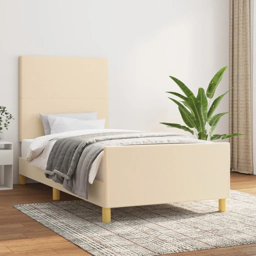 Rám postele bez matrací krémově 90x200 cm textil 3124868