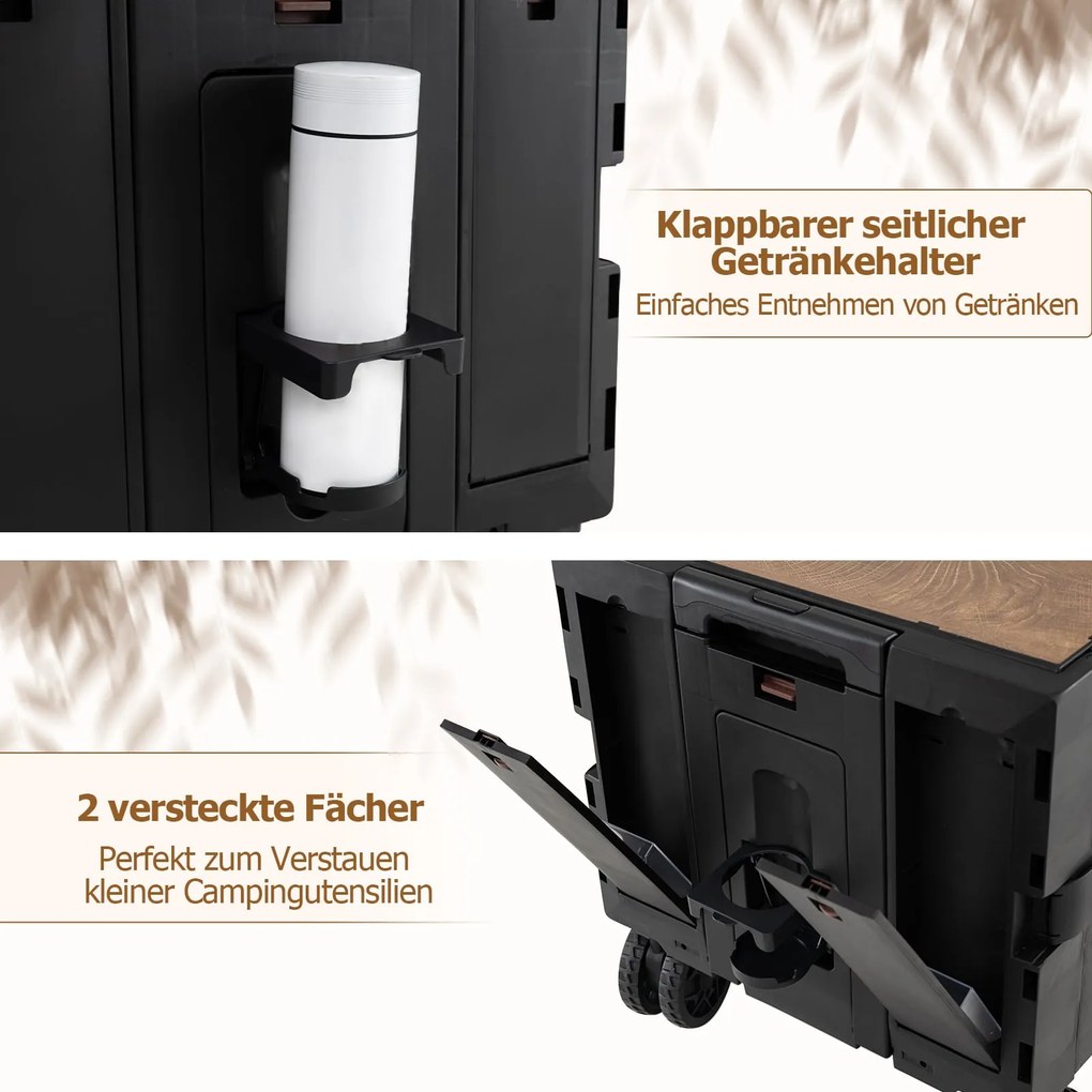Costway Skládací ruční vozík s deskou a 2 boxy a nastavitelným