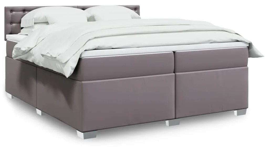 Box spring postel s matrací šedá 200x200 cm umělá kůže