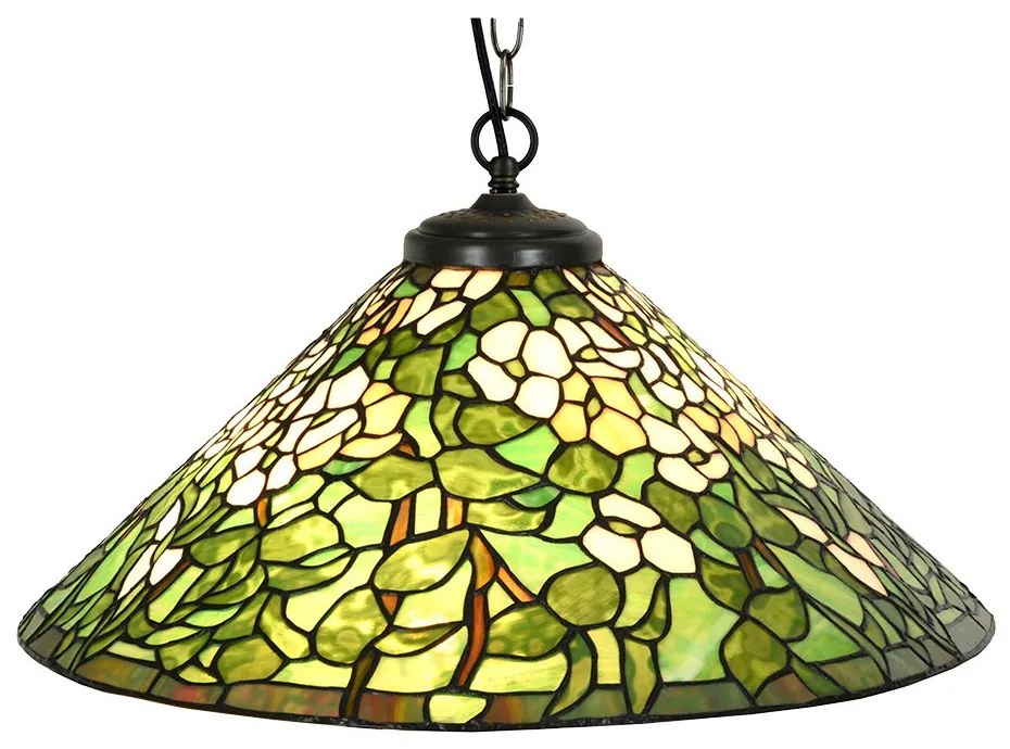 Závěsné zelené svítidlo Tiffany Tremblay - Ø 50x135 cm