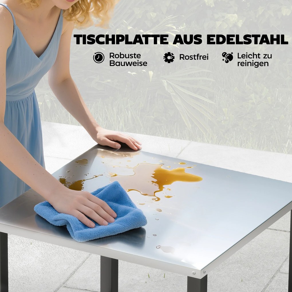 Grilovací vozík Třípatrový grilovací stůl s pracovní plochou z nerezové oceli Kolečka pojízdný servírovací vozík 50 x 50 x 90 cm Černá barva