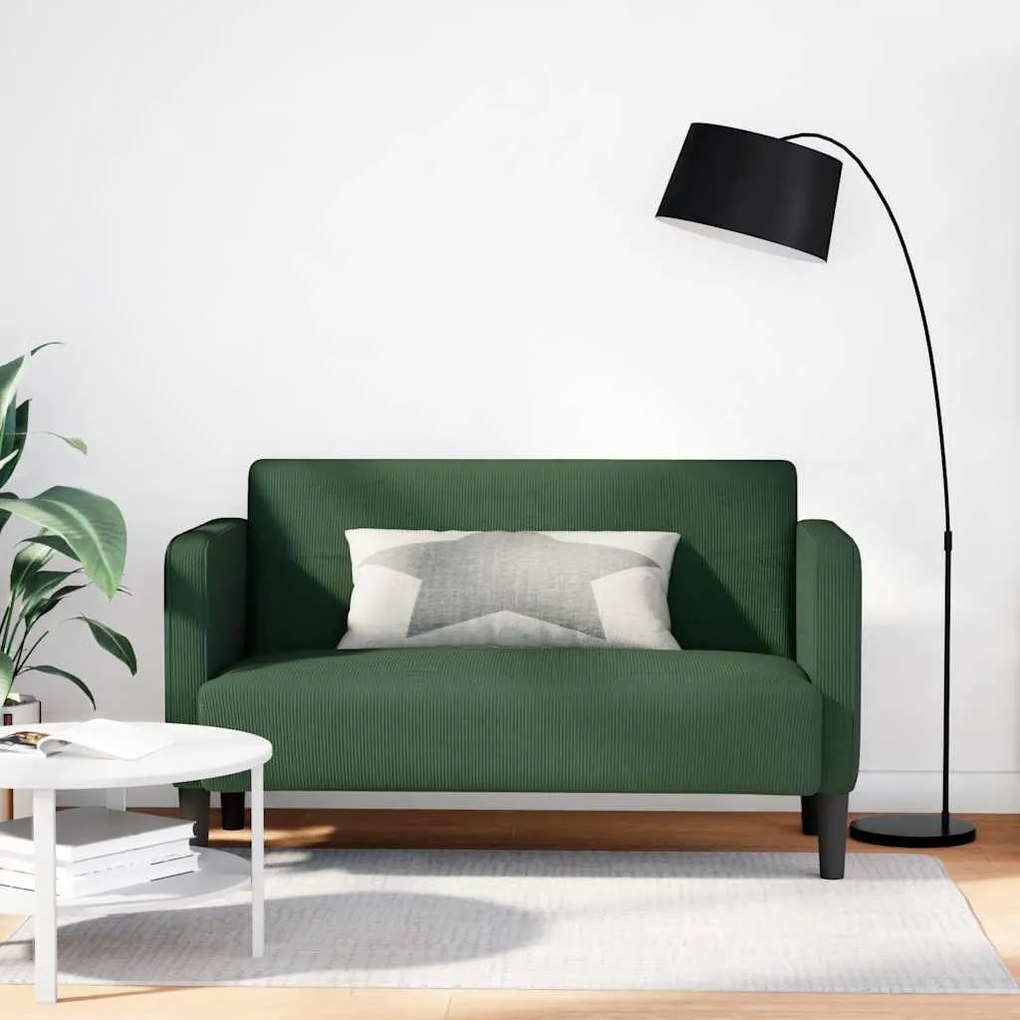 Loveseat Sofa tmavě zelená 109 cm manšestrová tkanina