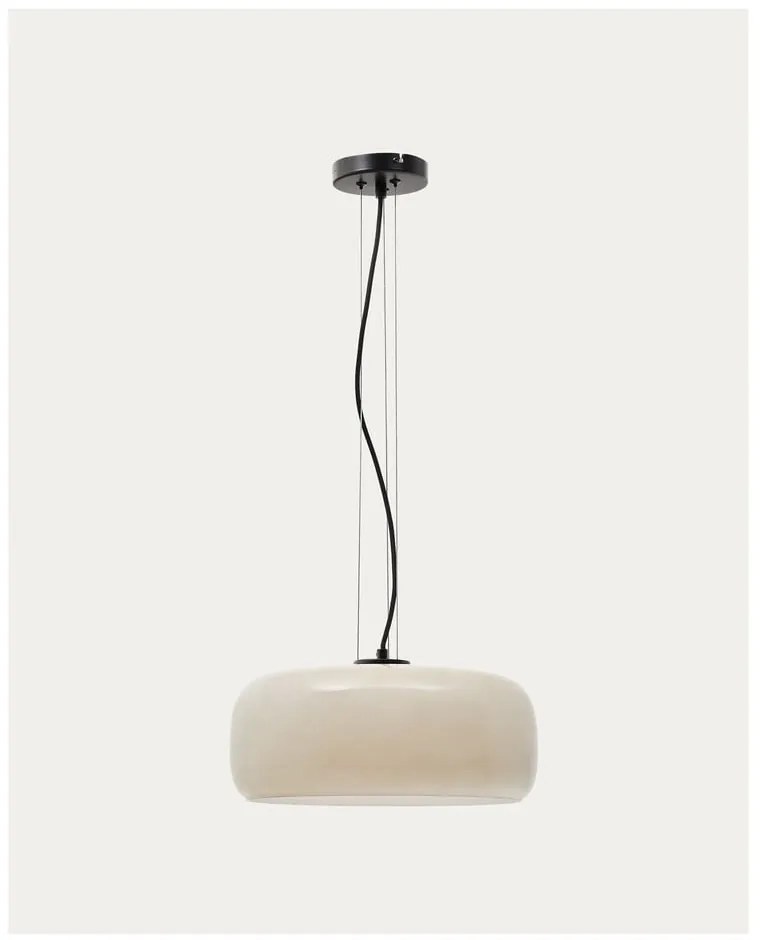 LED závěsné svítidlo šedobéžové se skleněným stínidlem ø 38 cm Reig – Kave Home
