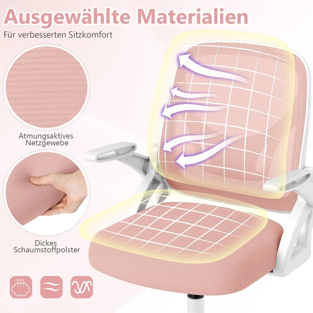 Costway Ergonomická kancelářská židle se sklopnými područkami a houpacím stolem