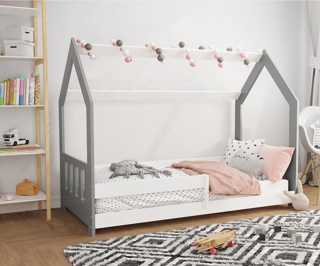 Dětská postel Domeček 160x80 D5C šedá s roštem
