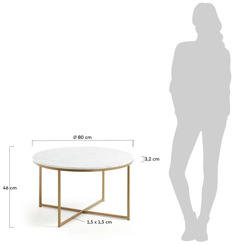 OnaDnes -20% Bílý mramorový konferenční stolek Kave Home Sheffield 80 cm