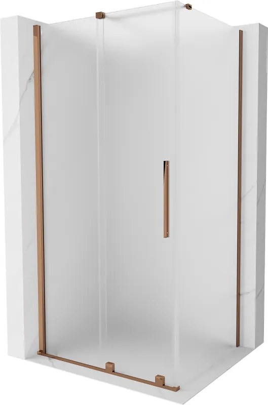 Mexen Velar, sprchový kout s posuvnými dveřmi 110 x 100 cm, 8mm sklo námraza, růžové zlato, 871-110-100-31-55