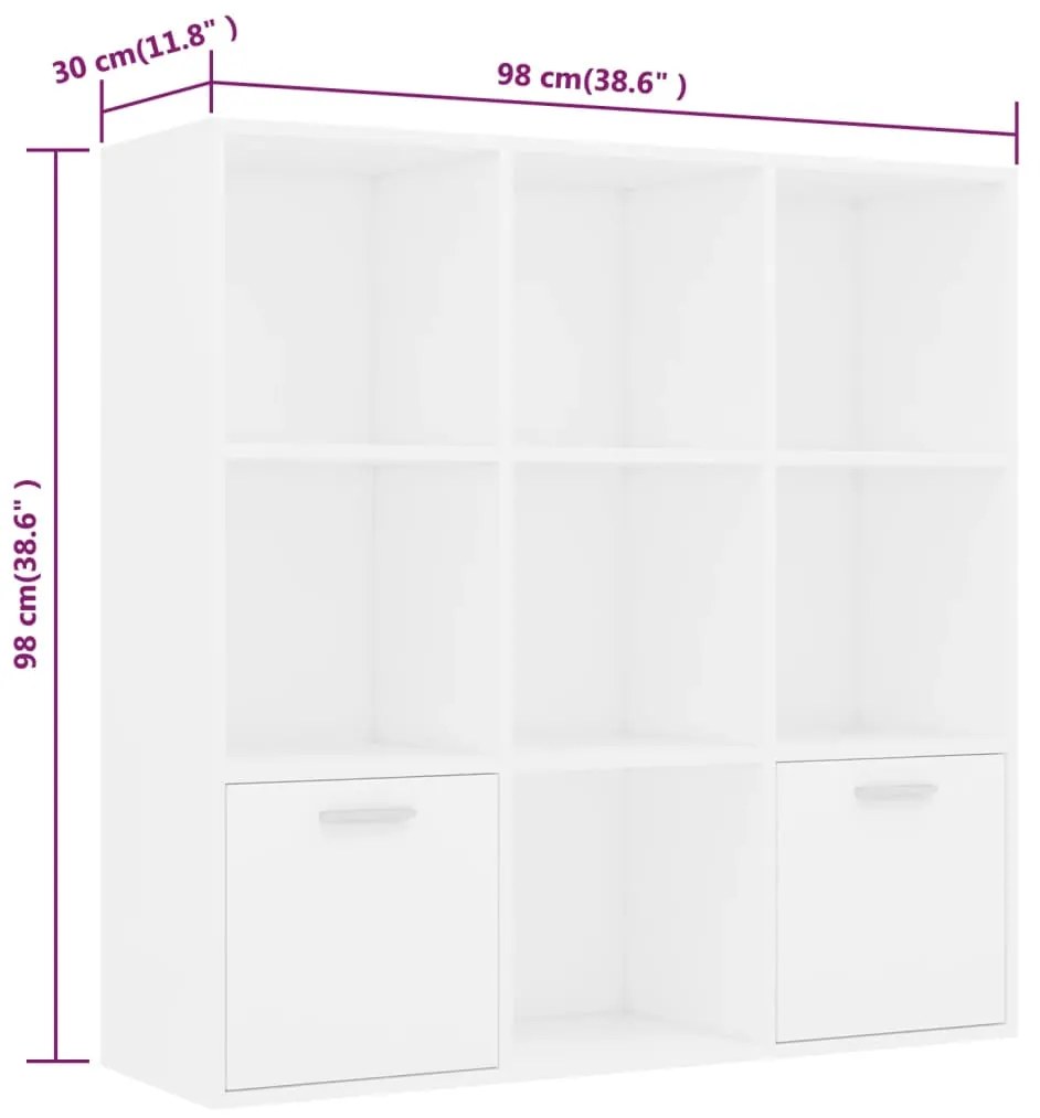 vidaXL Marketos Knihovna bílá 98 x 30 x 98 cm dřevotříska