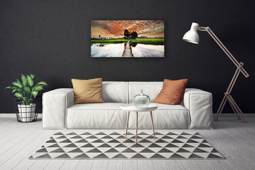 Obraz na plátně Most Jezero Krajina 100x50 cm