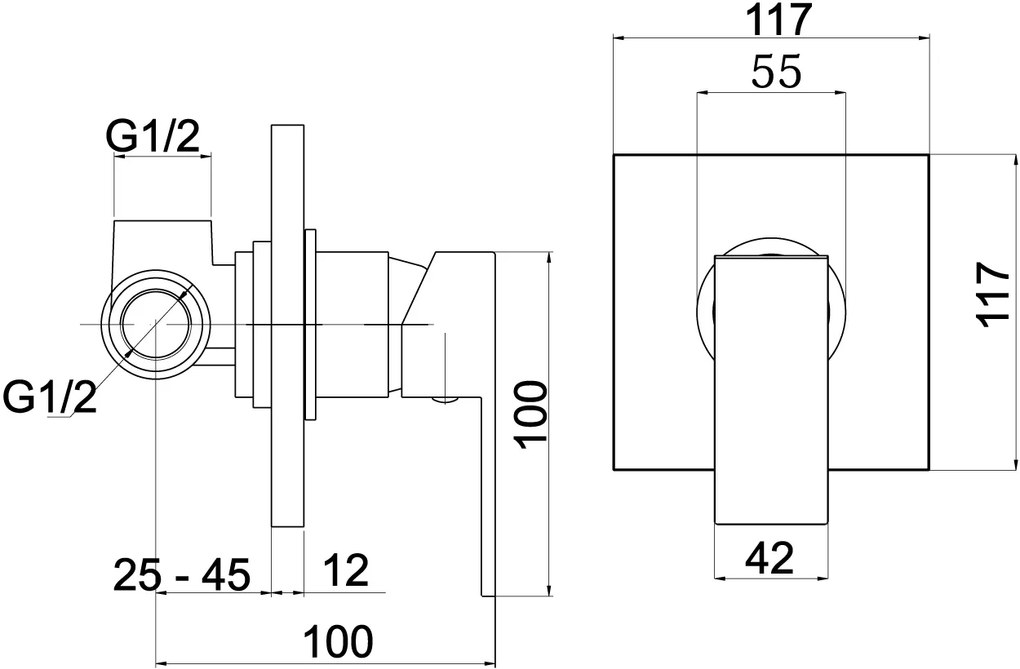 Novaservis Nobless Sharp Sprchová baterie podomítková, chrom, 37050,0
