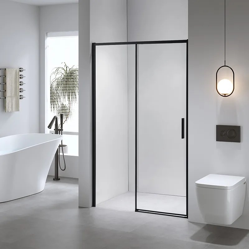 BPS-koupelny Posuvné sprchové dveře PD-NOB HYD-5173 120 cm černá/transparent pro instalaci do niky - bez vaničky