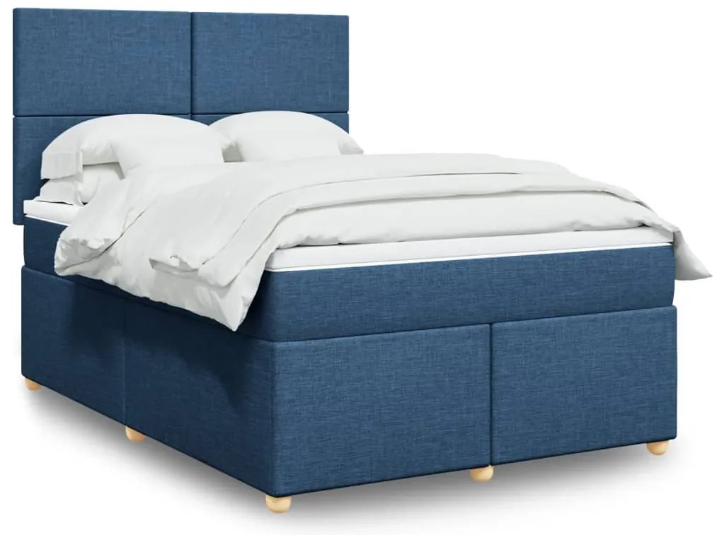 Box spring postel s matrací modrá 140x200 cm textil 3293602