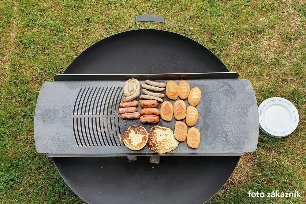 Grilovací plát na přenosné ohniště Ø 80 cm ✔ Surová ocel