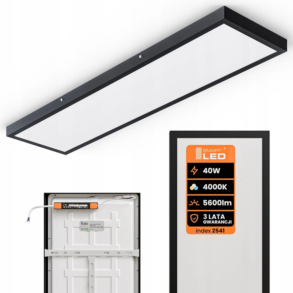 Stropní Svítidlo Stropní Svítidlo Led Panel Nástěnný Čtverec 120 x 30 cm 5600lm 40W Bk