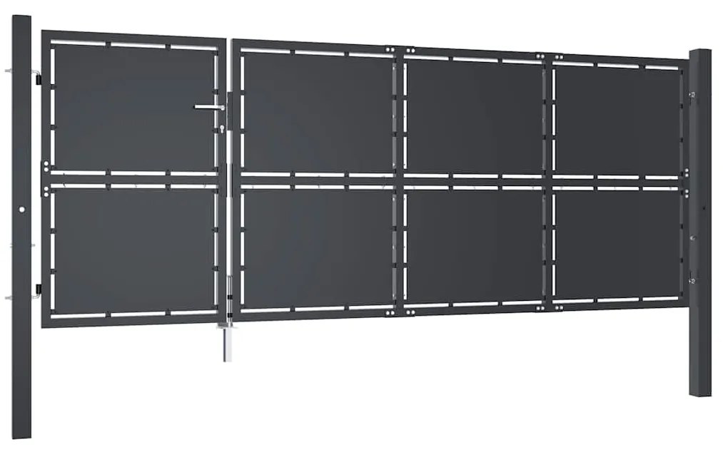 Zahradní brána ocelová 350 x 125 cm antracitová 144537