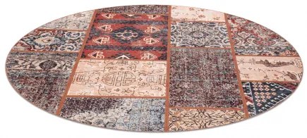 koberec ANTIKA ancient rust kulatý, moderní patchwork, řecký omy velikost kruh 200 cm | krásné koberce cz