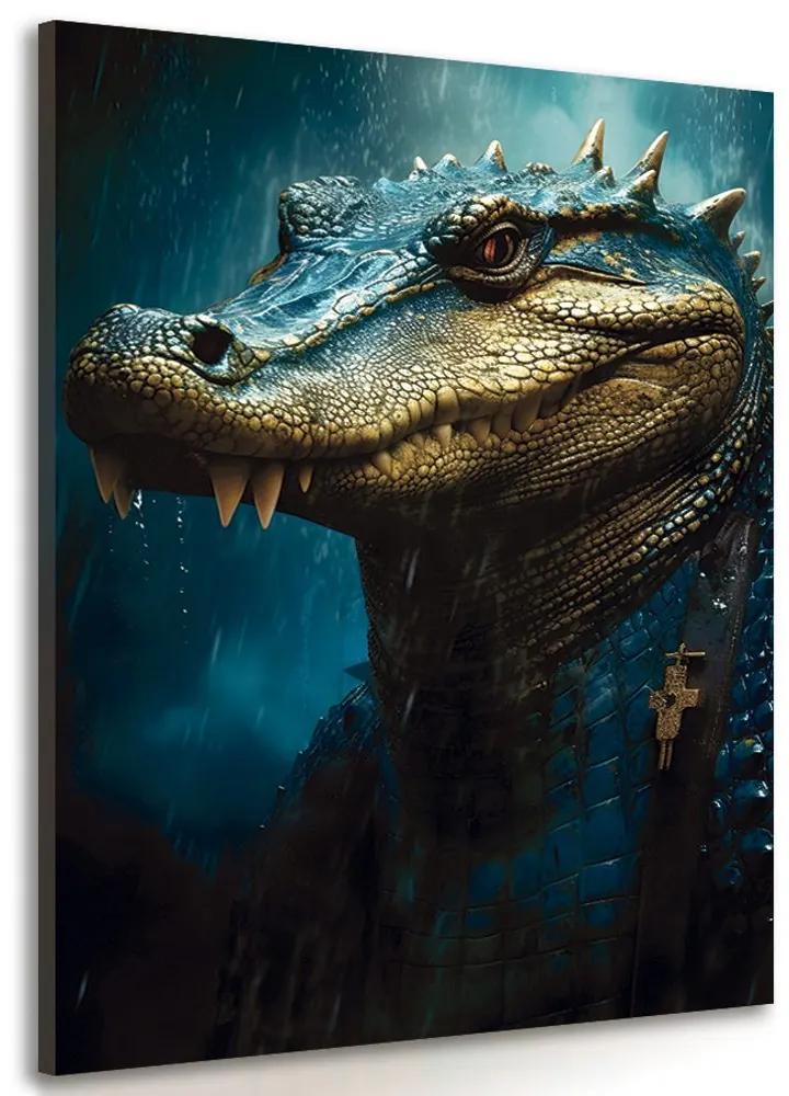 Obraz modro-zlatý krokodýl Varianta: 40x60